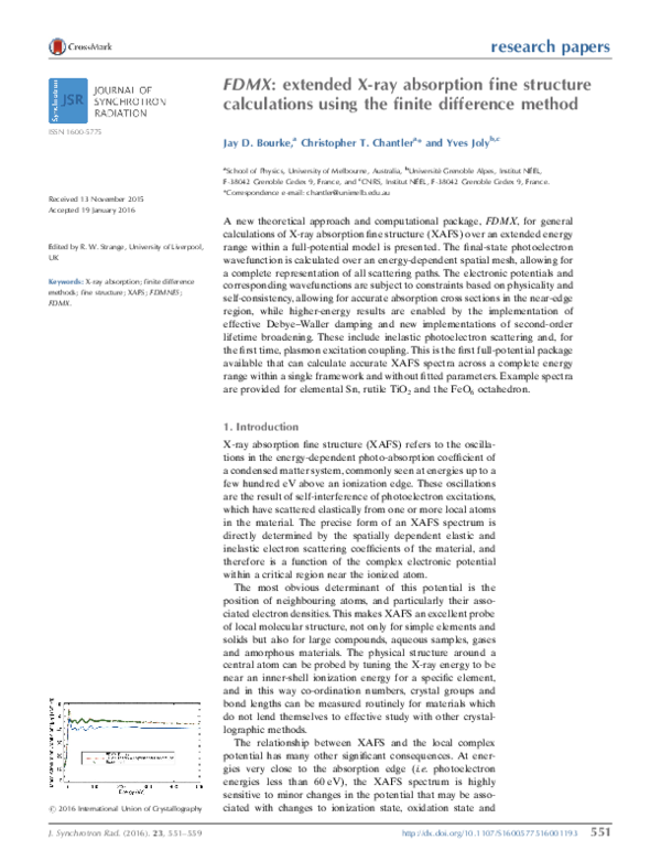 (PDF) FDMX: extended X-ray absorption fine structure calculations using ...