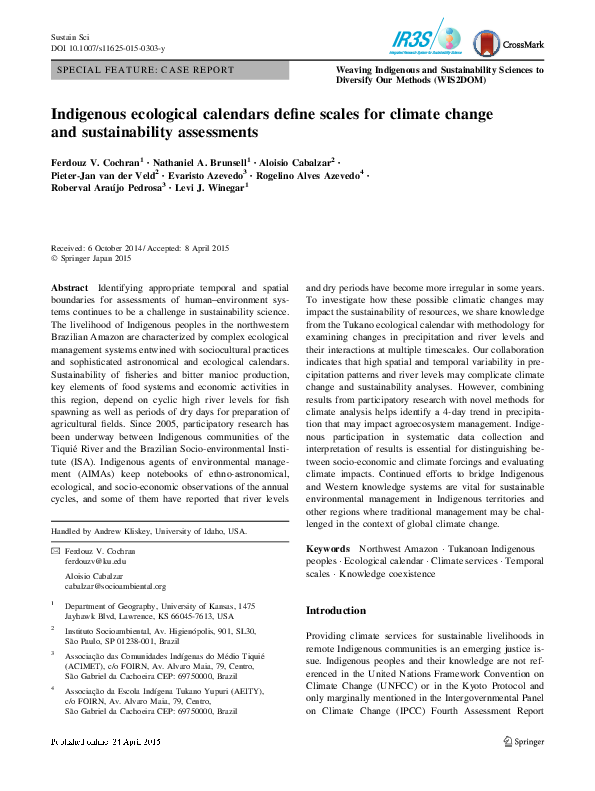 (PDF) Indigenous ecological calendars define scales for climate change ...
