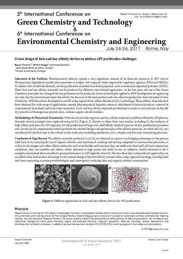 (PDF) Green design of lock-and-key affinity devices to address API ...