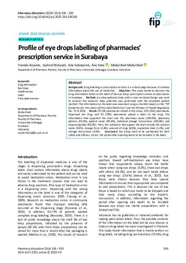 (PDF) Profile of eye drops labelling of pharmacies’ prescription ...
