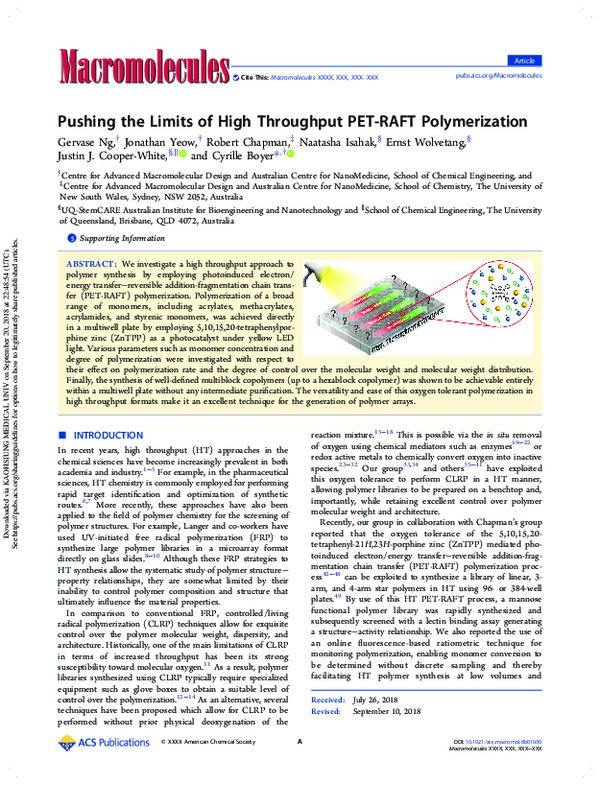 (PDF) Pushing the Limits of High Throughput PET-RAFT Polymerization