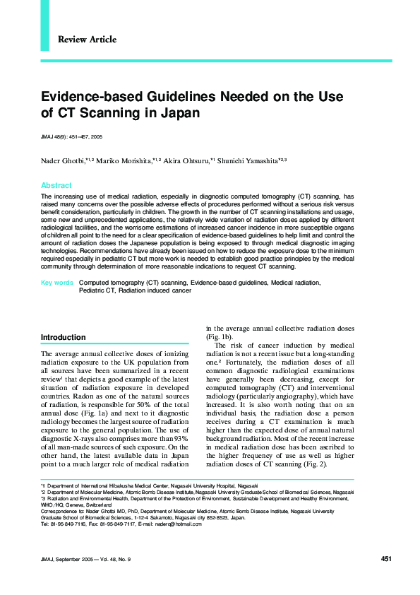 (PDF) Need for CT Scanning Guidelines in Japan