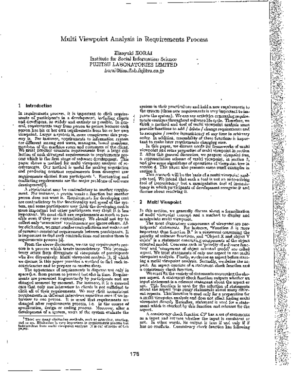 (PDF) Multi viewpoint analysis in requirements process