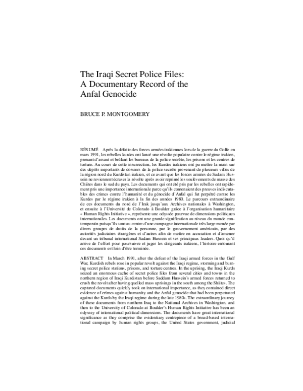 (PDF) The Iraqi Secret Police Files: A Documentary Record of the Anfal ...