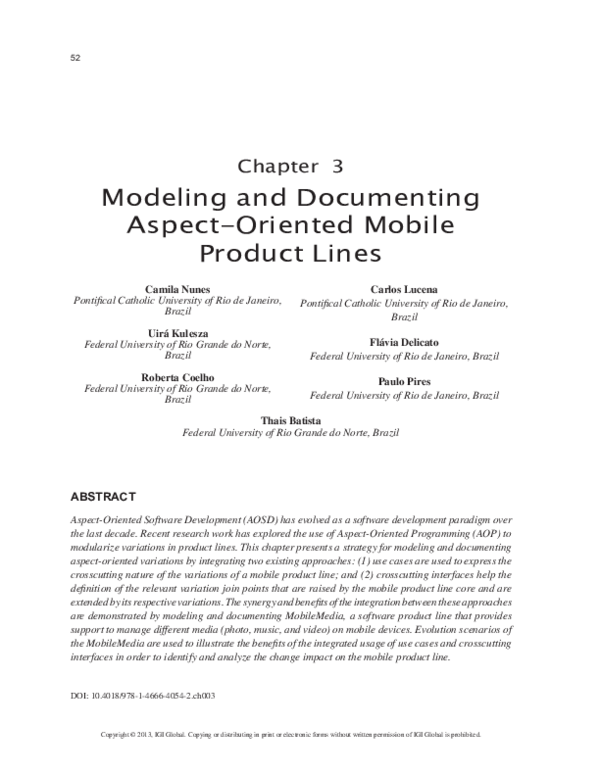 (PDF) Modeling and Documenting Aspect-Oriented Mobile Product Lines