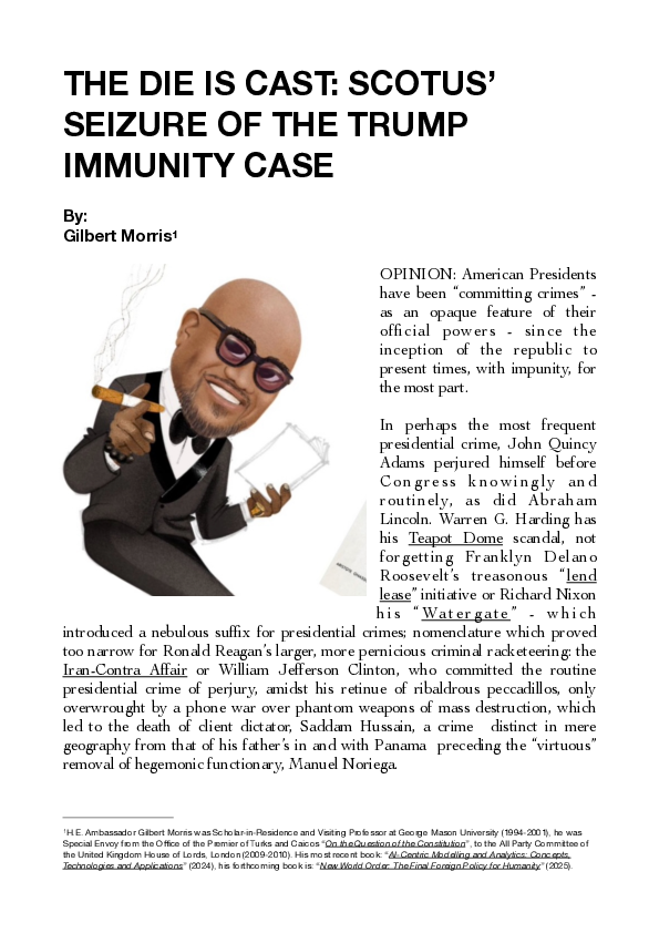 (PDF) THE DIE IS CAST: SCOTUS' SEIZURE OF THE TRUMP IMMUNITY CASE