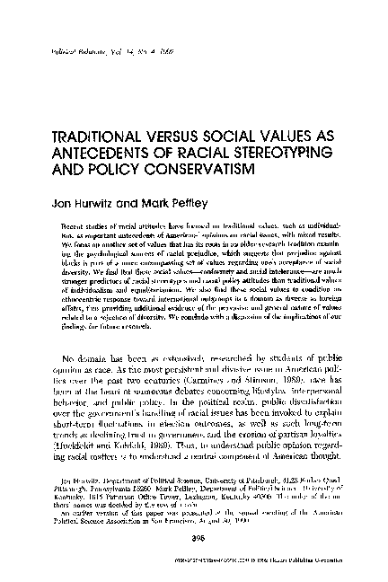 (PDF) Traditional versus social values as antecedents of racial ...