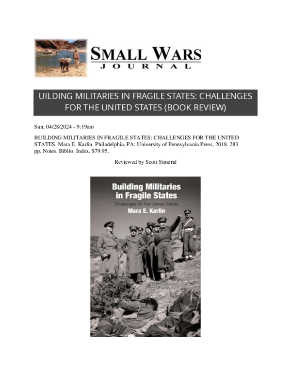(PDF) Review of "Building Militaries in Fragile States: Challenges for ...