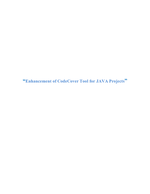(PDF) "Enhancement of CodeCover Tool for JAVA Projects" ACKNOWLEDGEMENT