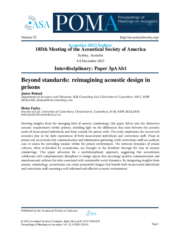 (PDF) Beyond standards: reimagining acoustic design in prisons
