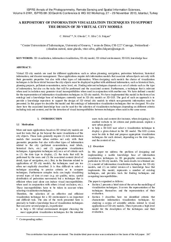 (PDF) A Repository of Information Visualization Techniques to Support the Design of 3D Virtual ...