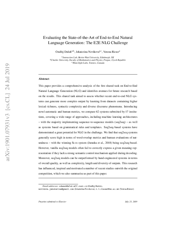 (PDF) Evaluating the state-of-the-art of End-to-End Natural Language ...