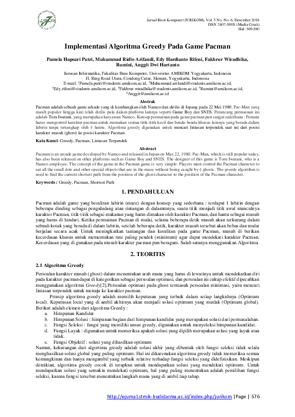 (PDF) Implementasi Algoritma Greedy Pada Game Pacman