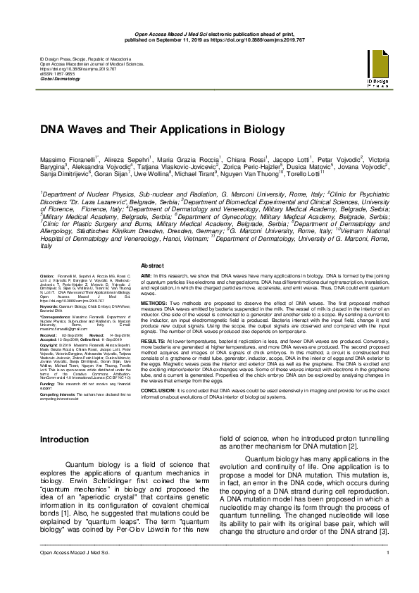 (PDF) DNA Waves and Their Applications in Biology
