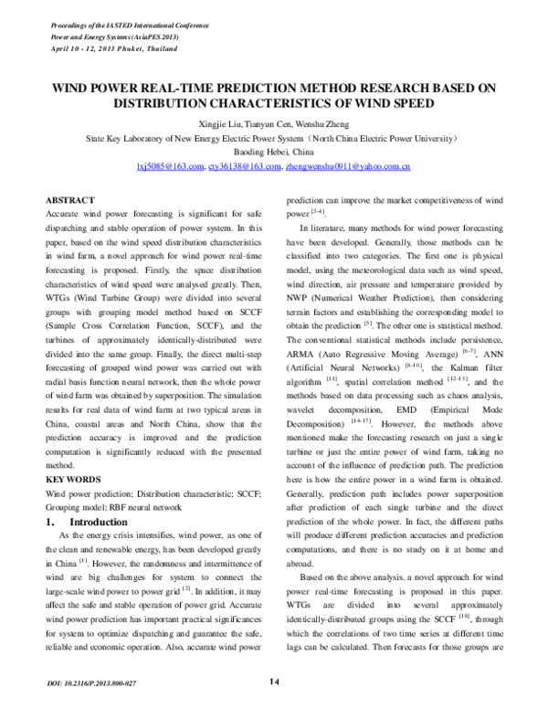 (PDF) Real-Time Wind Power Forecasting Method