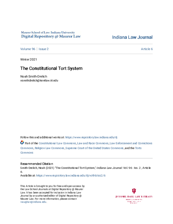 (PDF) The Constitutional Tort System