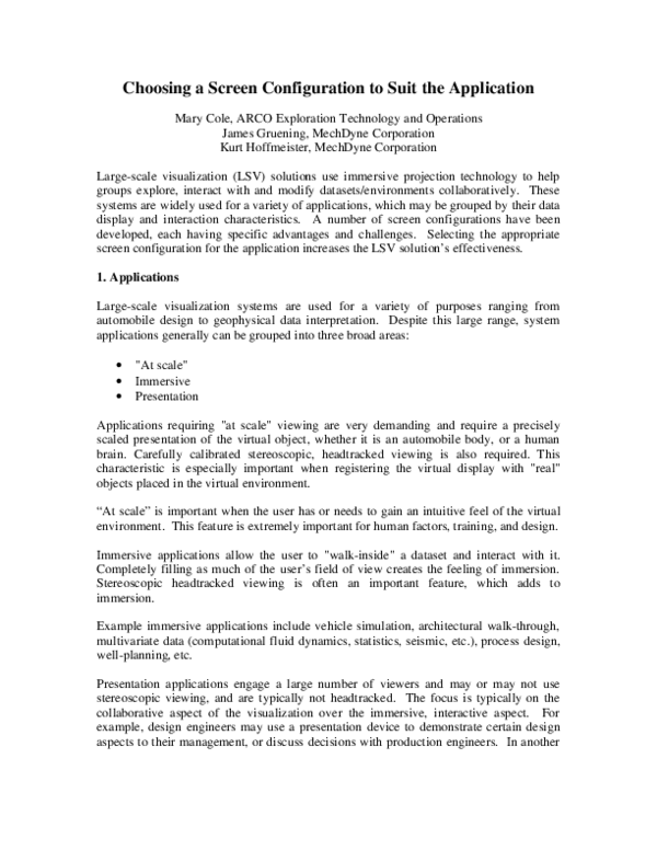 (PDF) Choosing a Screen Configuration to Suit the Application