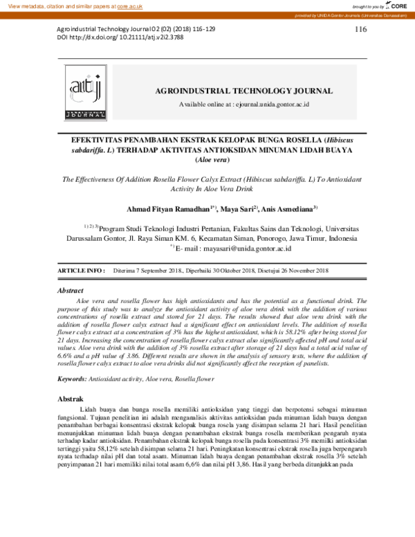 (PDF) EFEKTIVITAS PENAMBAHAN EKSTRAK KELOPAK BUNGA ROSELLA (Hibiscus ...