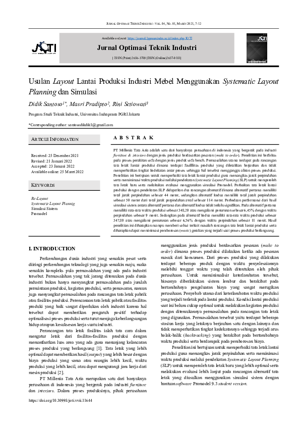 (PDF) Usulan Layout Lantai Produksi Industri Mebel Menggunakan ...