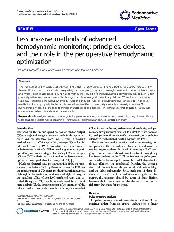 (PDF) Less invasive methods of advanced hemodynamic monitoring ...