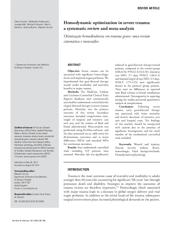 (PDF) Hemodynamic optimization in severe trauma: a systematic review ...