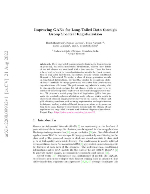 Pdf Improving Gans For Long Tailed Data Through Group Spectral