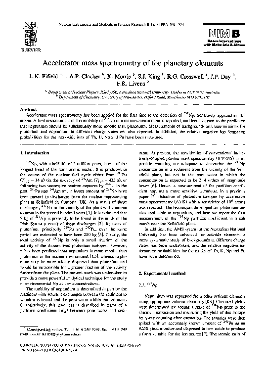 (PDF) Accelerator mass spectrometry of the planetary elements