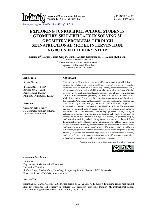 (PDF) EXPLORING JUNIOR HIGH SCHOOL STUDENTS' GEOMETRY SELF-EFFICACY IN ...