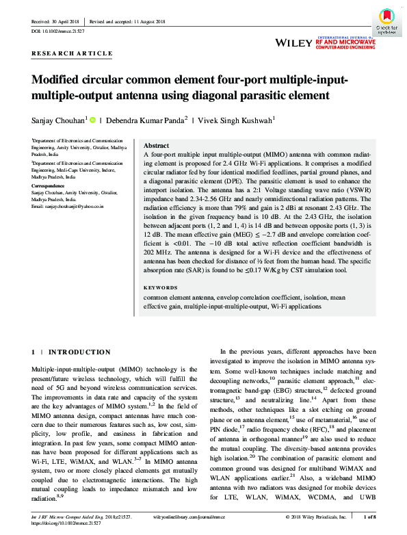 (PDF) Modified circular common element four-port multiple-input-multiple-output antenna using ...