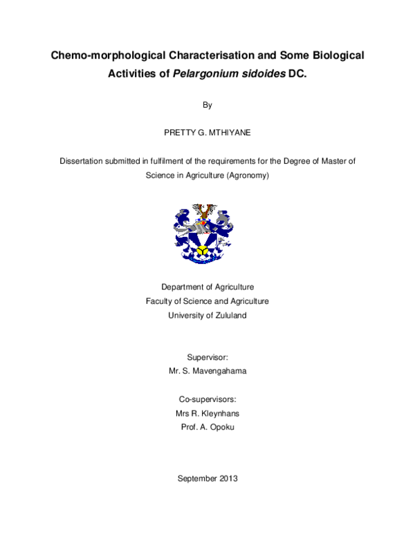 (PDF) Chemo-morphological characterisation and some biological ...