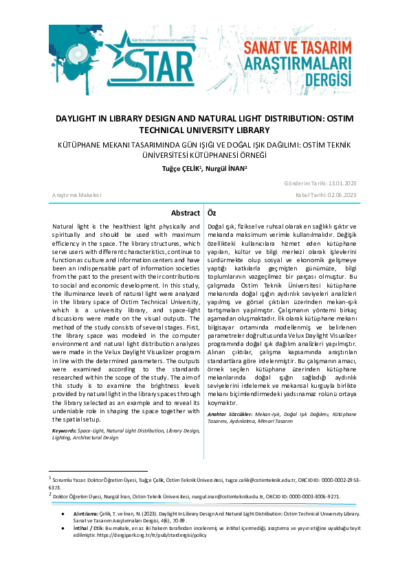 (PDF) Daylight in Library Design and Natural Light Distribution: Ostim ...