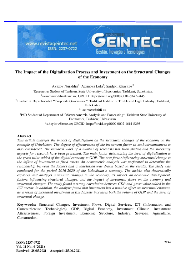 (PDF) The Impact of the Digitalization Process and Investment on the ...
