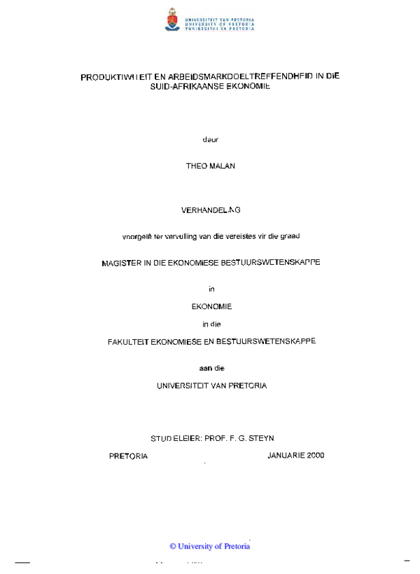 (PDF) Produktiwiteit en arbeidsmarkdoeltreffendheid in die Suid ...