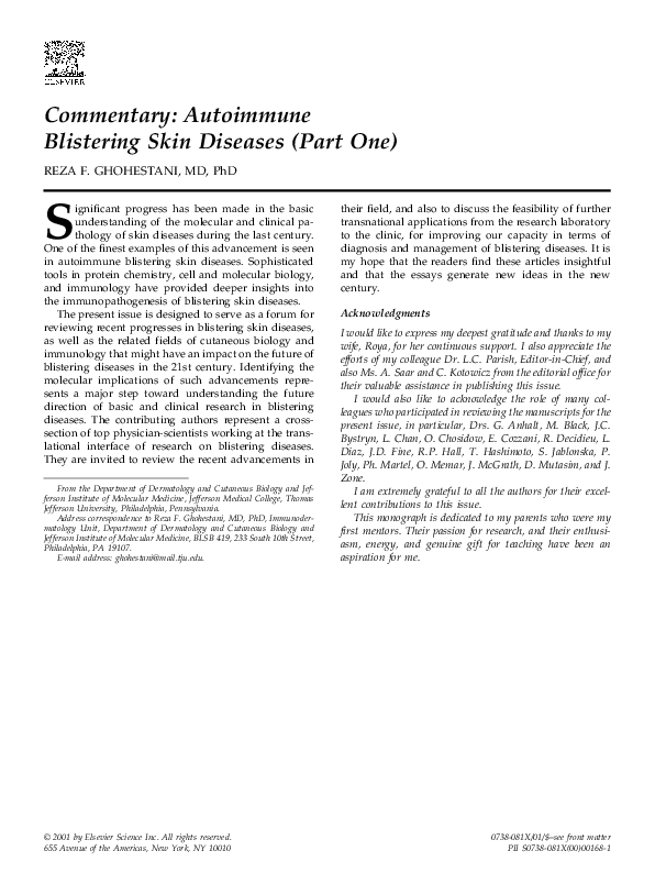 (PDF) Commentary: autoimmune blistering skin diseases (part two)
