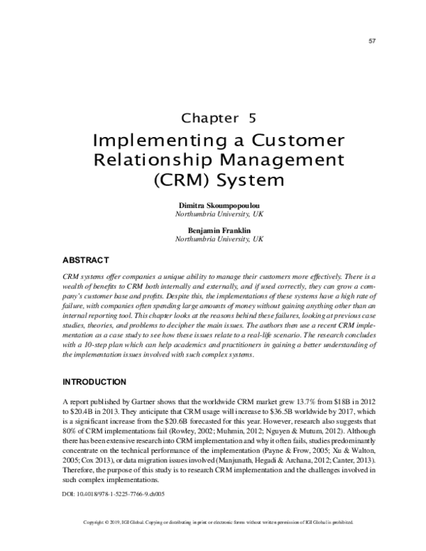 Pdf Implementing A Customer Relationship Management Crm System