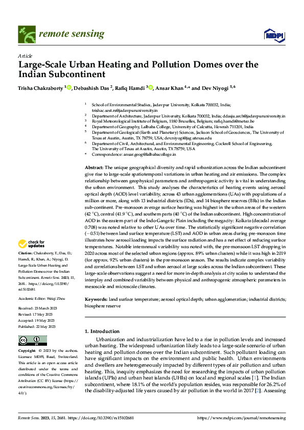 (PDF) Large-Scale Urban Heating and Pollution Domes over the Indian Subcontinent | Debashish Das ...