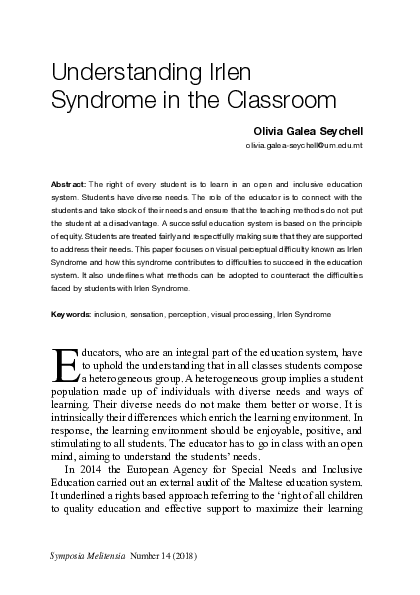 (PDF) Understanding Irlen Syndrome in the classroom