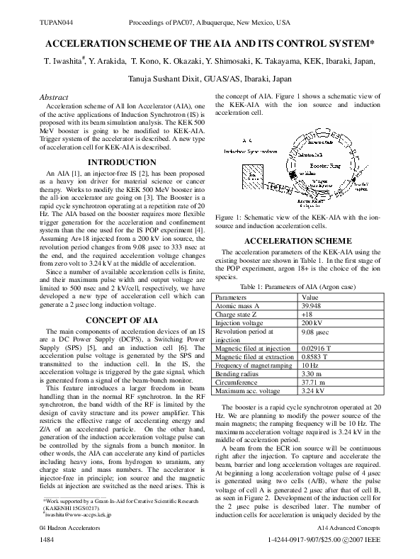 (PDF) Acceleration scheme of the AIA and its control system