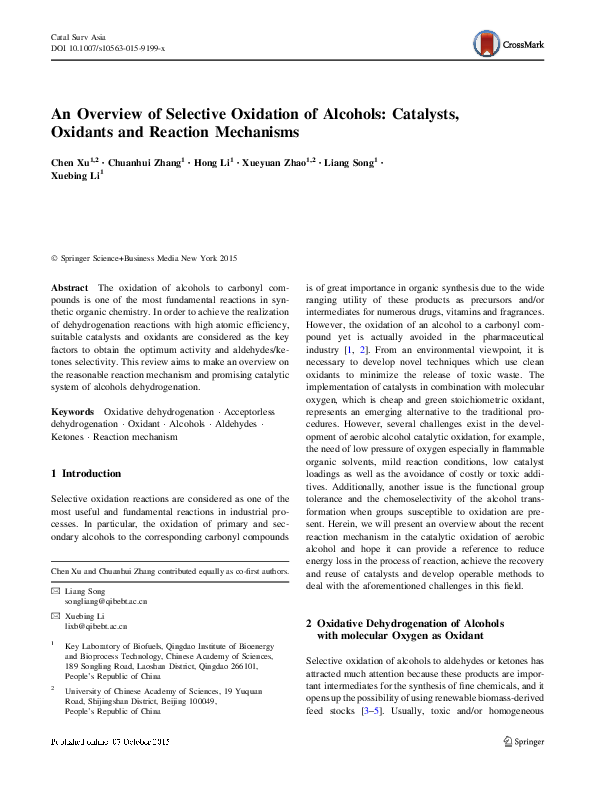 (PDF) An Overview of Selective Oxidation of Alcohols: Catalysts ...