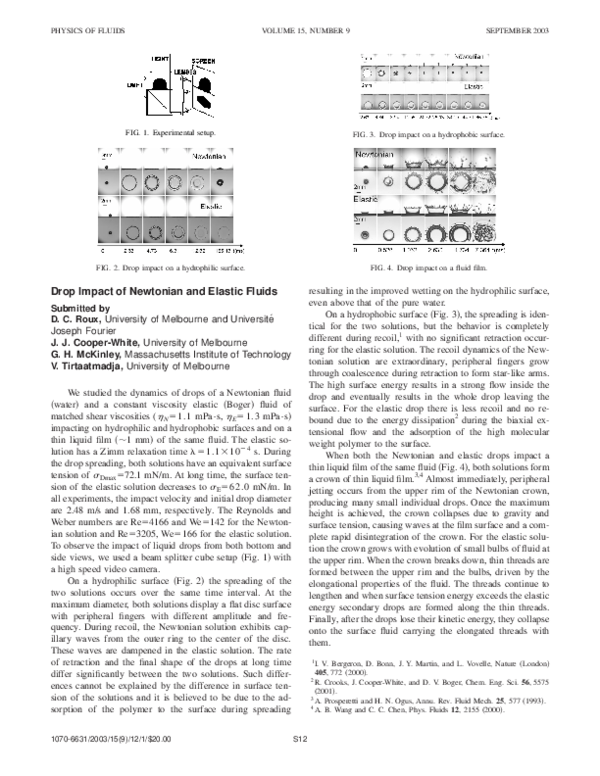 (PDF) Drop Impact of Newtonian and Elastic Fluids