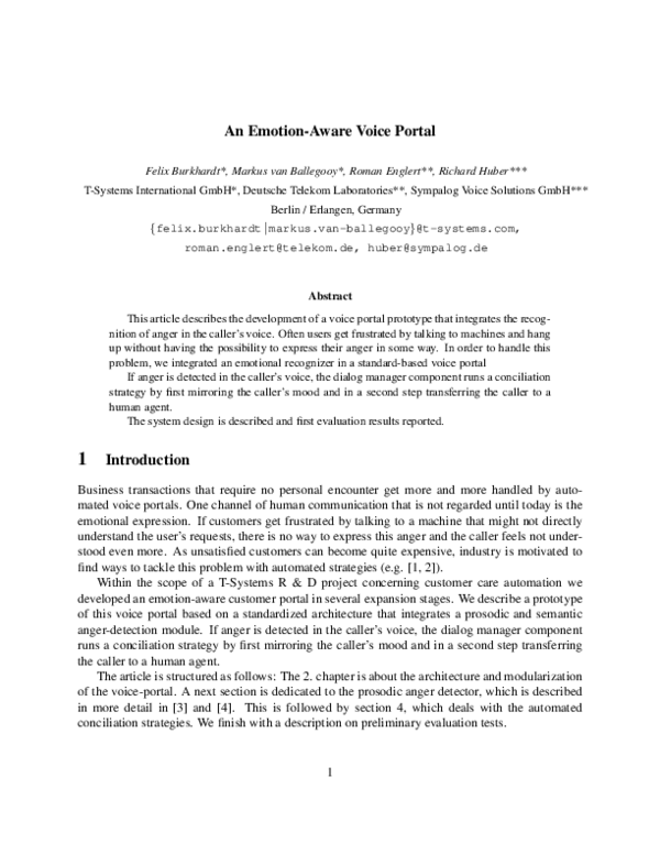(PDF) An emotion-aware voice portal | Markus van Ballegooy - Academia.edu