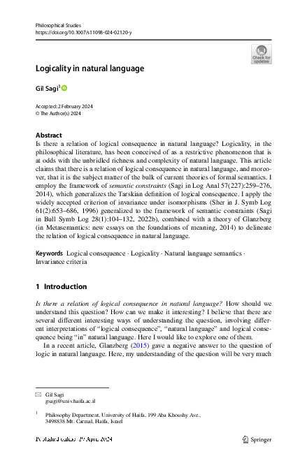 (PDF) Logicality in natural language