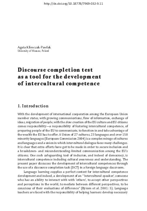 (PDF) Discourse completion test as a tool for the development of ...