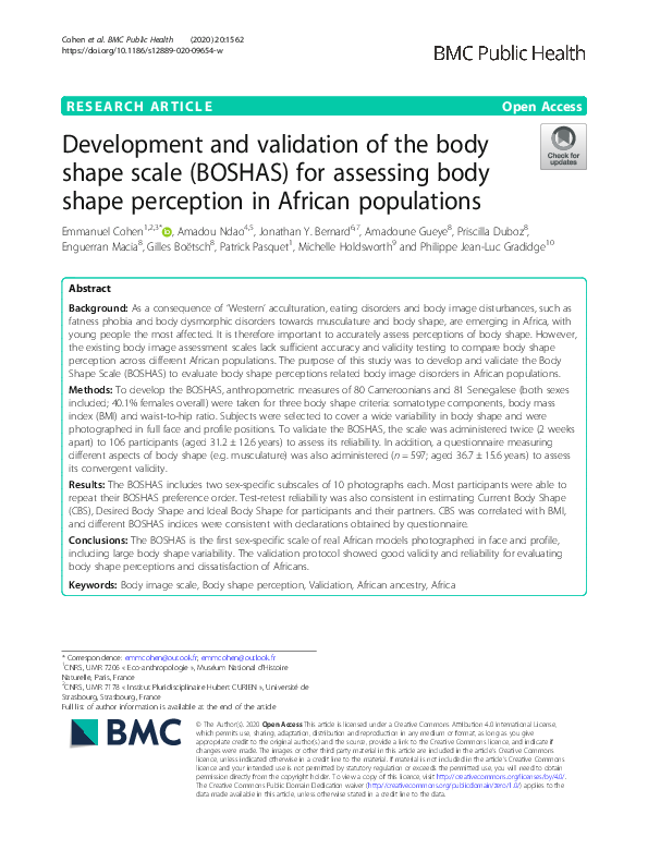 (PDF) Development and validation of the body shape scale (BOSHAS) for ...