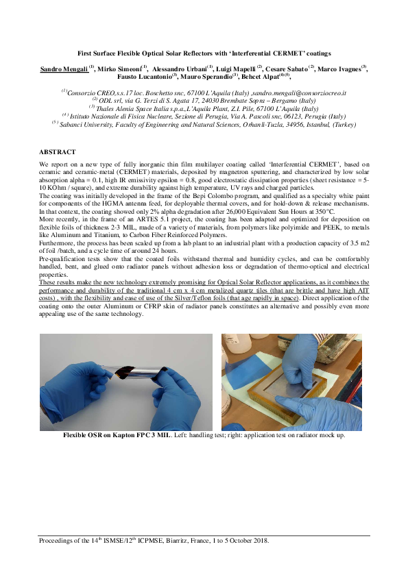 (PDF) First Surface Flexible Optical Solar Reflectors with ...