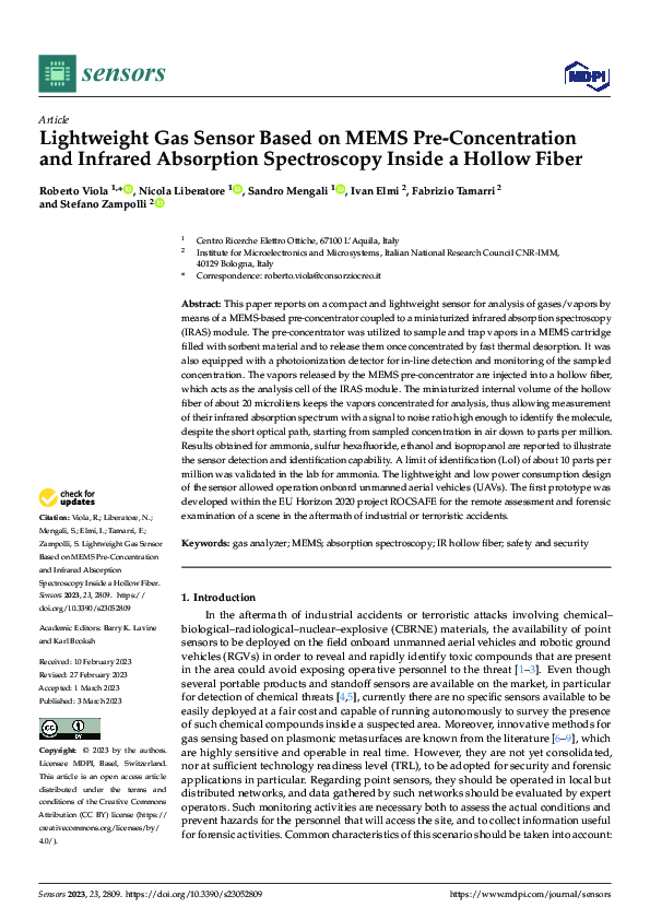 (PDF) Lightweight Gas Sensor Based on MEMS Pre-Concentration and ...