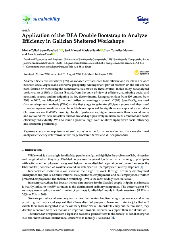 (PDF) Application of the DEA Double Bootstrap to Analyze Efficiency in Galician Sheltered Workshops
