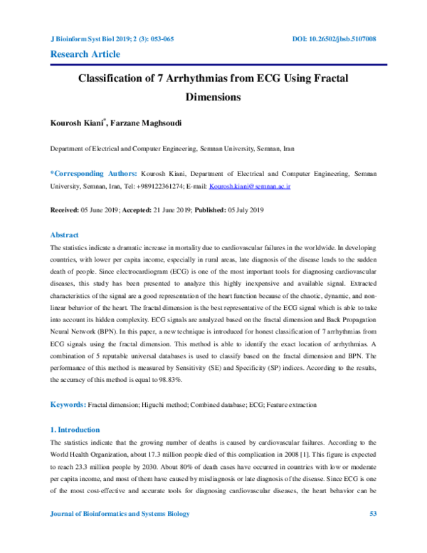 (PDF) An autometic system for ECG arrhythmias classification