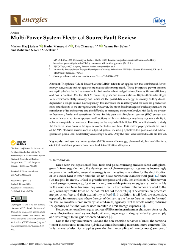 (PDF) Multi-Power System Electrical Source Fault Review