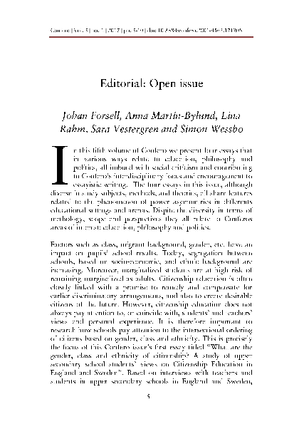 (PDF) Editorial: Open issue